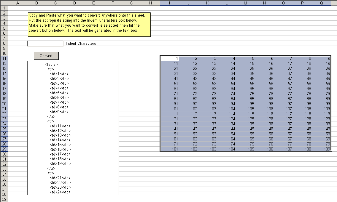 Excel To HTML Table Conversion Macro Source Code Jefflewis